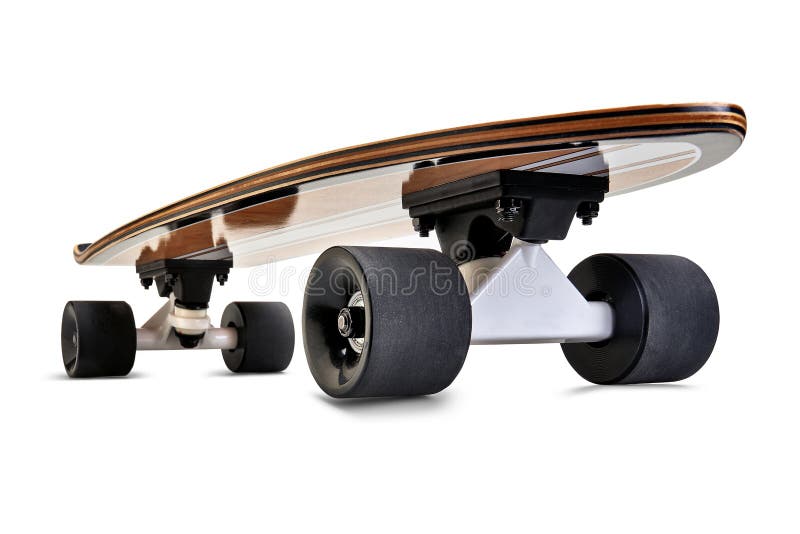 Dynamic Front View of a Black and Wooden Skate Board Isolated Stock ...
