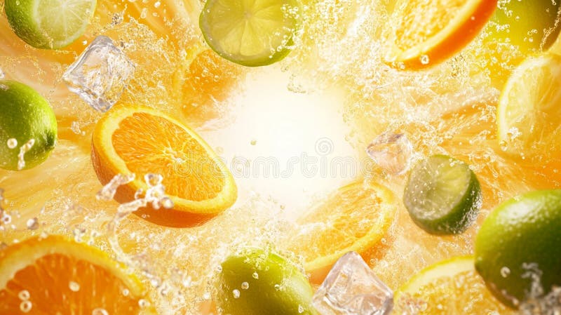 A Dynamic Fruit Visual Poster Featuring a Tornado-like Vortex, Bright Colors, and Center ...