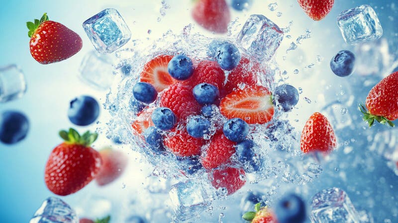 A Dynamic Fruit Visual Poster Featuring a Tornado-like Vortex, Bright Colors, and Center ...