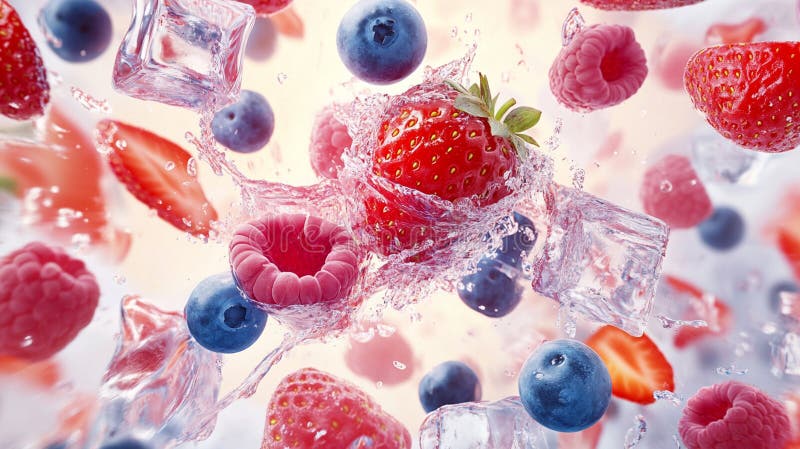 A Dynamic Fruit Visual Poster Featuring a Tornado-like Vortex, Bright Colors, and Center ...