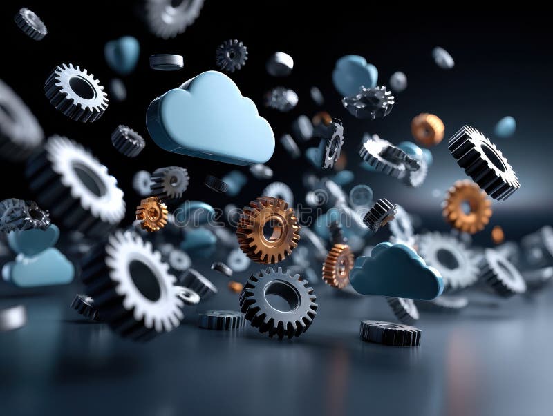 Dynamic Fusion of Cloud Technology and Mechanical Gears Background ...