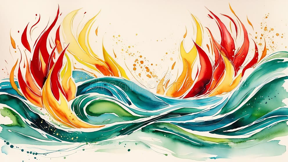 Dynamic Fusion of Fire and Water in Abstract Art Stock Image - Image of ...