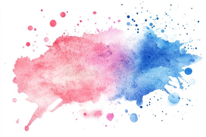 Vibrant Pink and Blue Watercolor Splash on Paper. Artificial ...