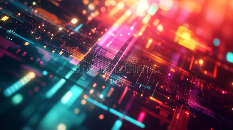 Dynamic Futuristic Backdrop with Geometric Shapes and Colors Stock ...