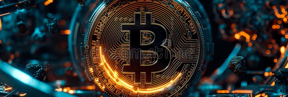 Dynamic and Futuristic.Bitcoin Coin with Futuristic Light Effects Stock ...