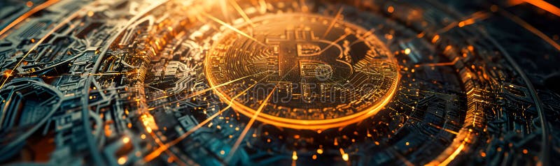 Dynamic and Futuristic.Bitcoin Coin with Futuristic Light Effects Stock ...