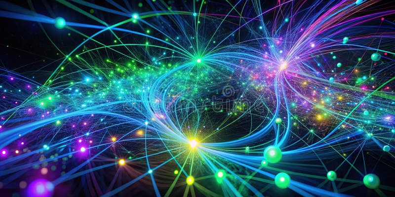 Dynamic Futuristic Data Stream Background Animation a Seamless Loop of Glowing Nodes and Binary ...