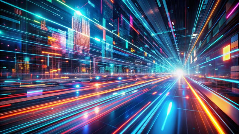 Dynamic Futuristic Data Stream Visualizes Technological Advancement ...