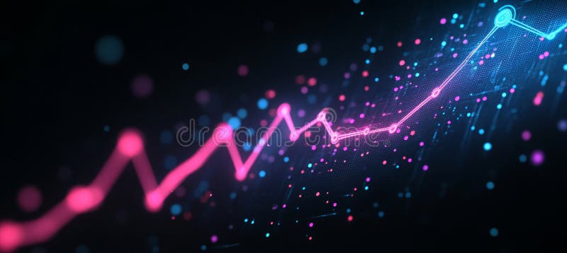 Dynamic Futuristic Data Visualization with Glowing Financial Lines on a ...