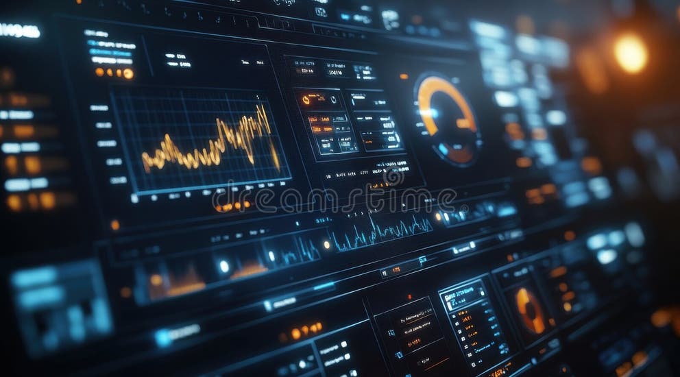 Dynamic Futuristic Data Visualization Interface Depicting Complex ...