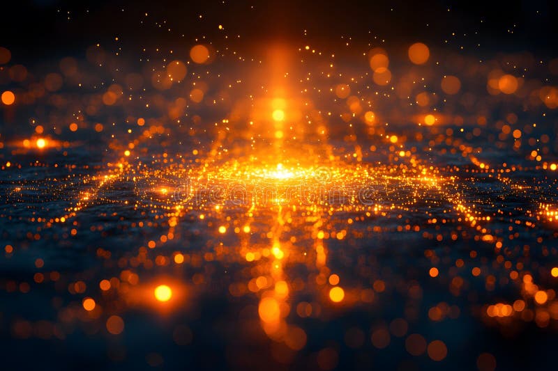 Futuristic Abstract Glowing Grid with Orange Bokeh for Digital Design ...