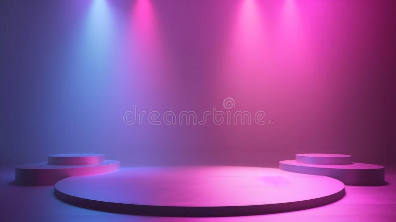 A Dynamic, Futuristic Stage Illuminated by Vibrant Neon Lights and Set ...