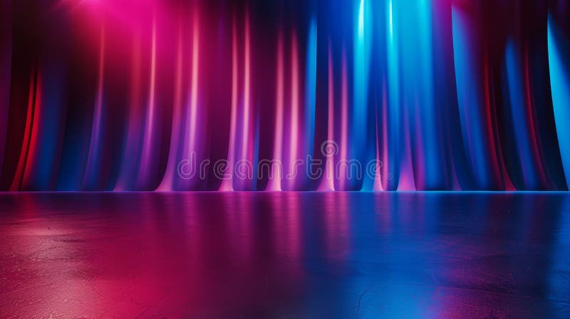 A Dynamic, Futuristic Stage Illuminated by Vibrant Neon Lights and Set ...