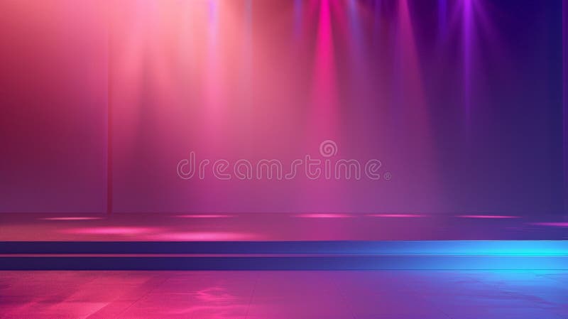A Dynamic, Futuristic Stage Illuminated by Vibrant Neon Lights and Set ...