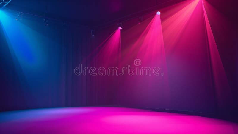A Dynamic, Futuristic Stage Illuminated by Vibrant Neon Lights and Set ...