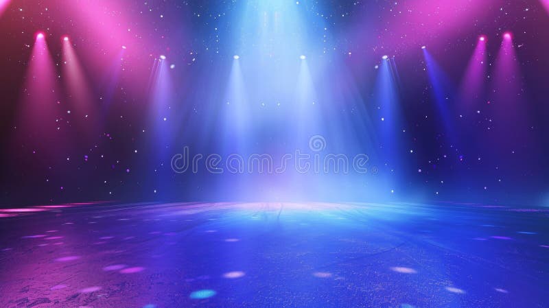 A Dynamic, Futuristic Stage Illuminated by Vibrant Neon Lights and Set ...