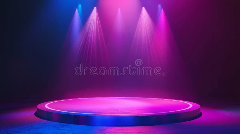A Dynamic, Futuristic Stage Illuminated by Vibrant Neon Lights and Set ...