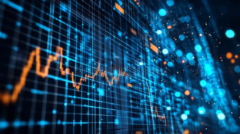 Digital Stock Market Graph with Data Points and Neon Lights Stock Photo ...