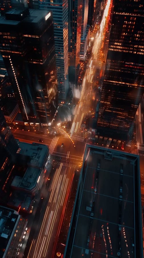 A Dynamic and Futuristic Visualization of a City at Night Stock Photo ...