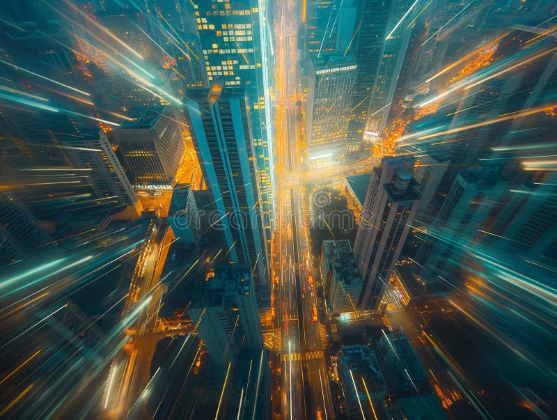 A Dynamic and Futuristic Visualization of a City at Night Stock Image ...