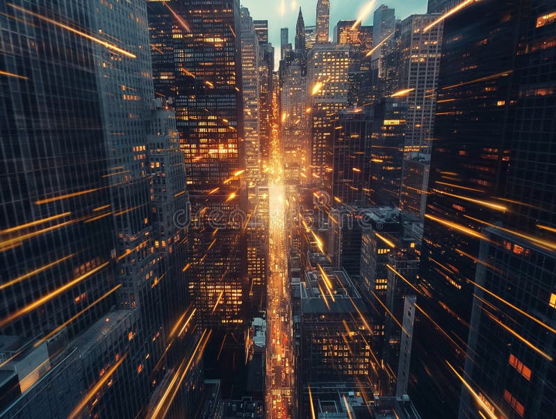 A Dynamic and Futuristic Visualization of a City at Night Stock Photo ...