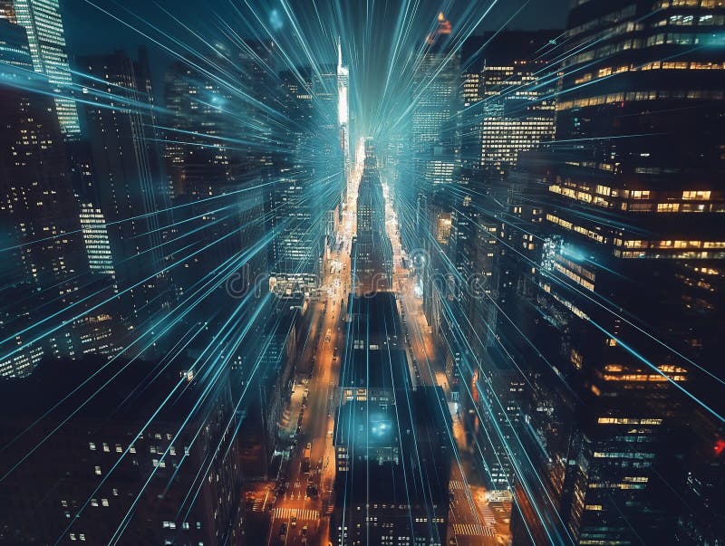 A Dynamic and Futuristic Visualization of a City at Night Stock Image ...