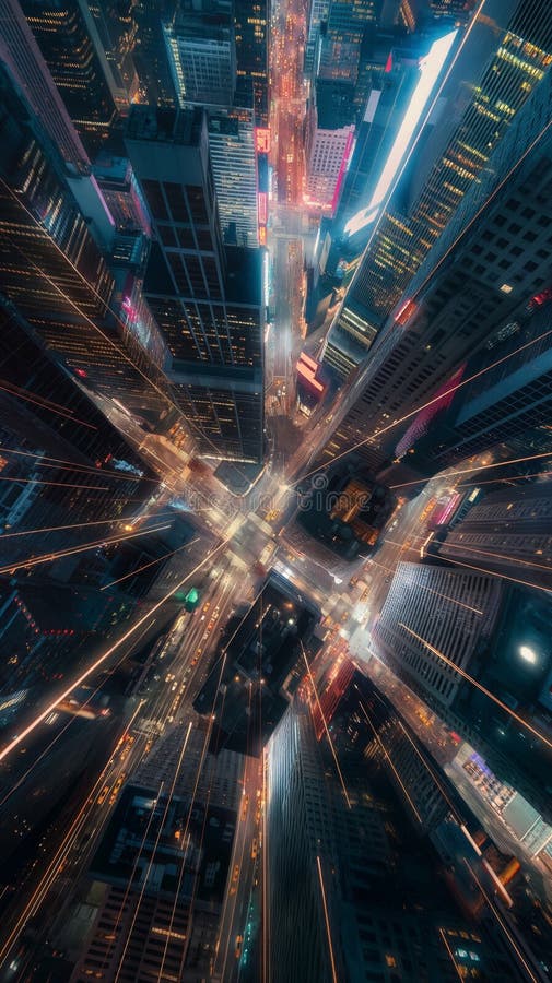 A Dynamic and Futuristic Visualization of a City at Night Stock Image ...
