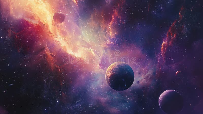Space Colorful Space Planets Galaxy Illustration Stock Illustration ...