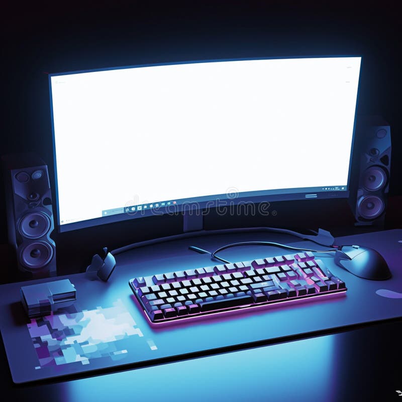 Dynamic Gaming Setup Realistic 3D Illustration, LED Backlit Gaming ...