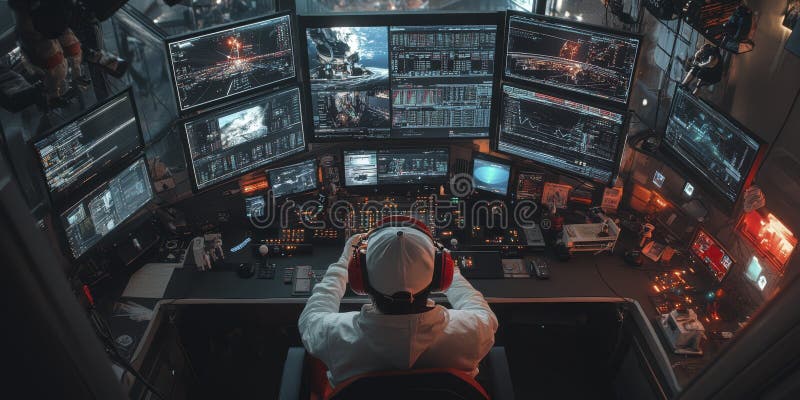 Dynamic Gaming Setup Showcasing Multiple Screens and Immersive ...