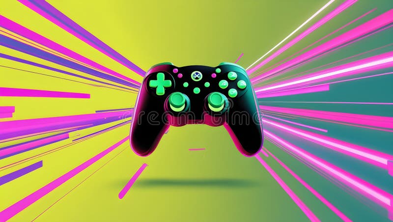 Futuristic Glitch Style Gaming Background with Stylized Controller and ...