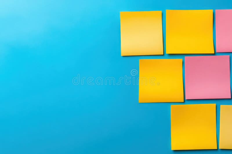 Creative Brainstorming Session with Vibrant Sticky Notes on a Blue ...