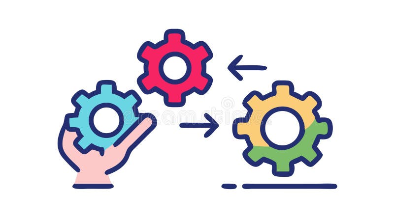 Dynamic Gear System: Strategic Process Flow and Optimization, Vector Design Generative AI Stock ...