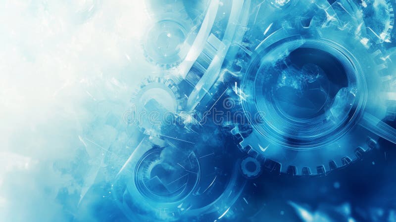 Dynamic Gear System in Translucent Blue Environment Stock Image - Image ...