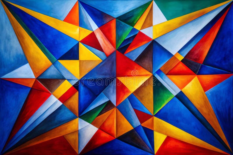 Dynamic Geometric Abstract Art Primary Colors Overlapping Shapes Create ...