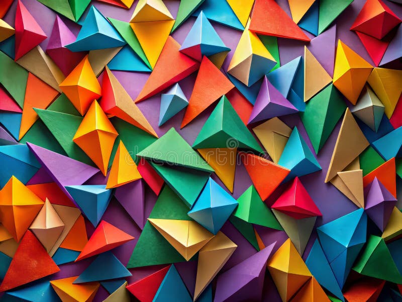 Dynamic Geometric Abstract Interlocking Paper Triangles in Vibrant ...