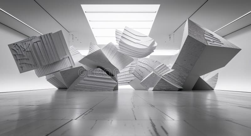 Dynamic Geometric Art Installation Urban Gallery Abstract Design. Stock ...