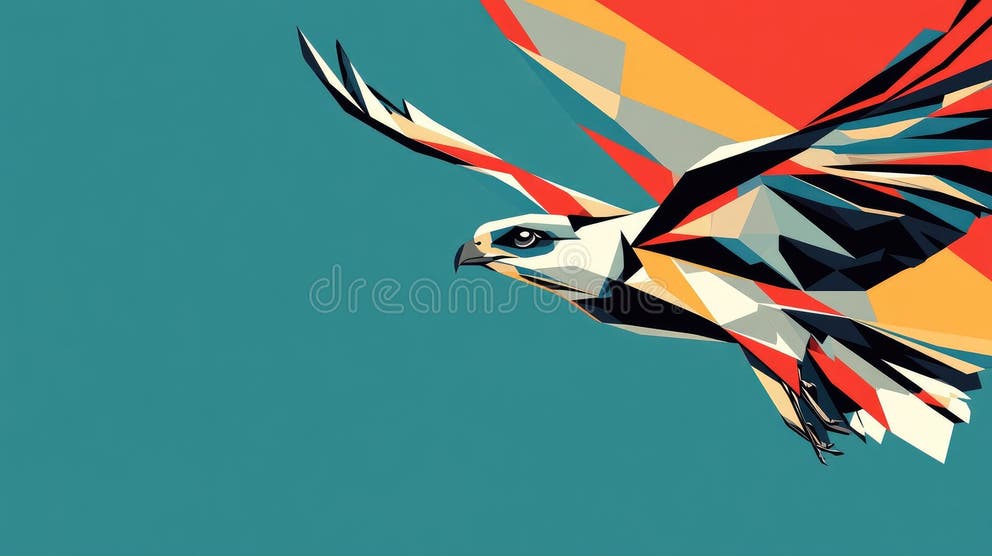 Dynamic Geometric Bird in Flight, Abstract Cover Header Design ...
