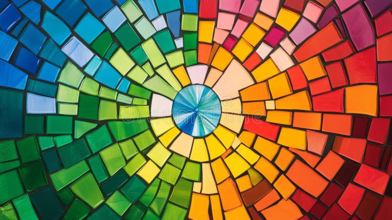 A Dynamic Geometric Design Featuring a Colorful Radial Mosaic Pattern ...