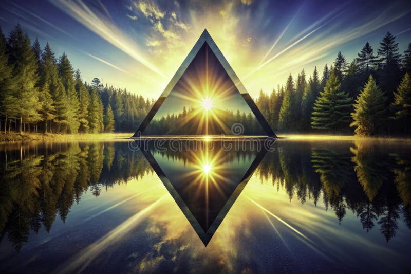 Dynamic Geometric Double Exposure a Radiant Intersection of Shiny ...