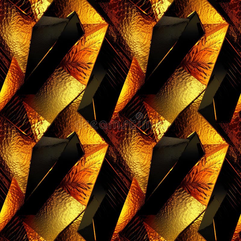 Dynamic Geometric Pattern Featuring Black and Gold Shapes in a ...