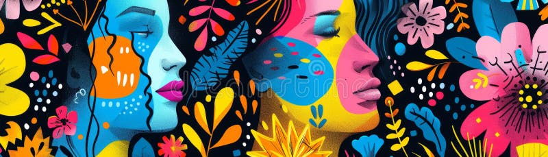Dynamic Geometric Patterns with People and Flower Accents in Vivid ...