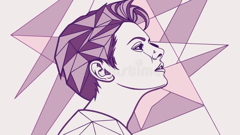 Dynamic Geometric Profile Spiky Hair Abstract Art, Vector Design ...