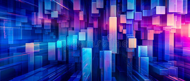 Dynamic Geometric Shapes in Ultraviolet, Metallic Rectangles Rendered ...