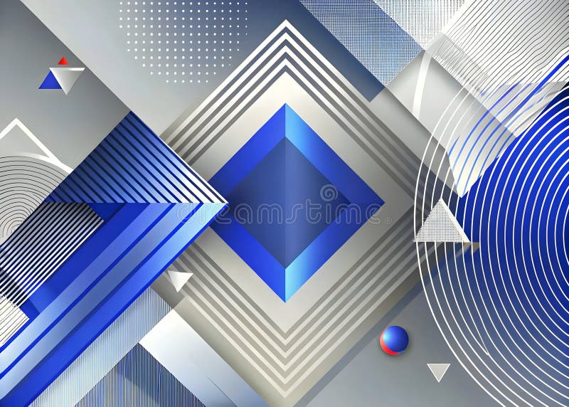 Dynamic Geometry Blue Shapes Minimalist Design Abstract Art Composition ...