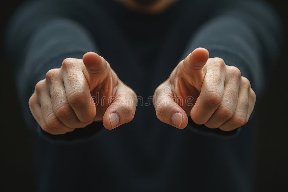 Dynamic Gesture of Two Hands Pointing Studio Setting Photography Dark ...