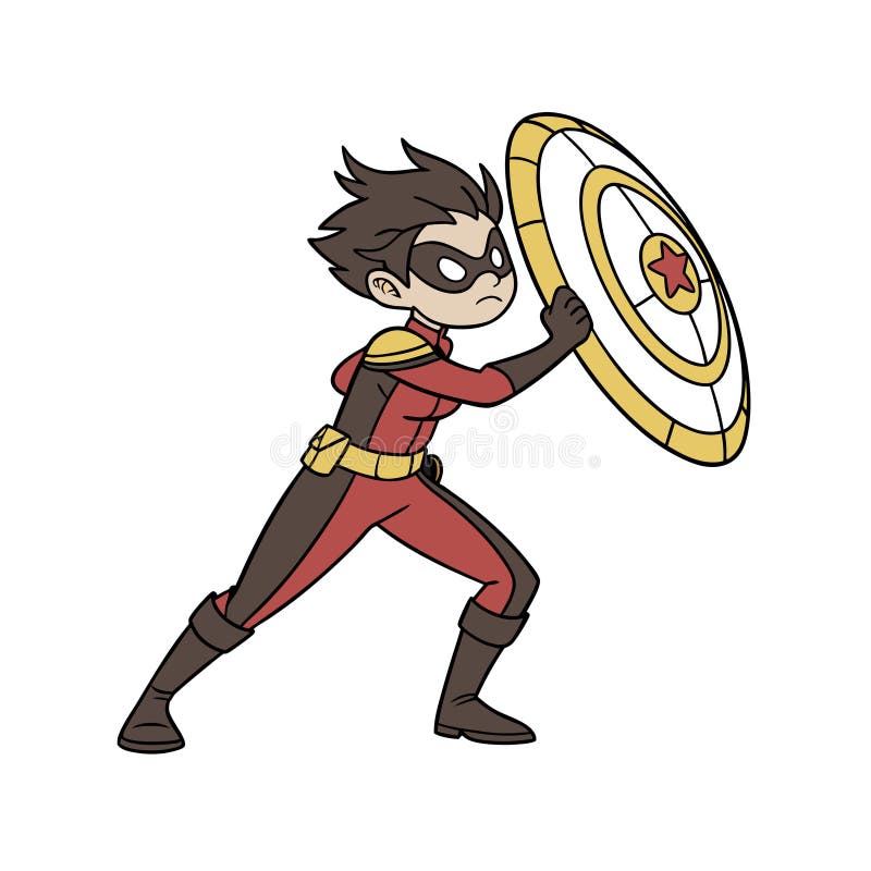 Dynamic Girl with Shield Ready for Action Stock Vector - Illustration ...