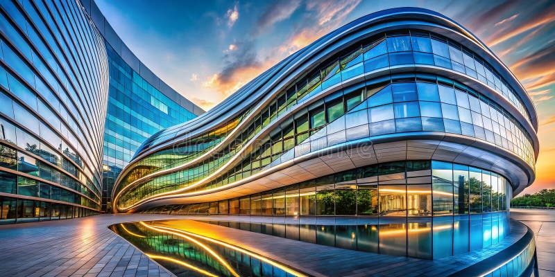 Dynamic Glass Facade Design a Modern Architectural Marvel with Curved ...