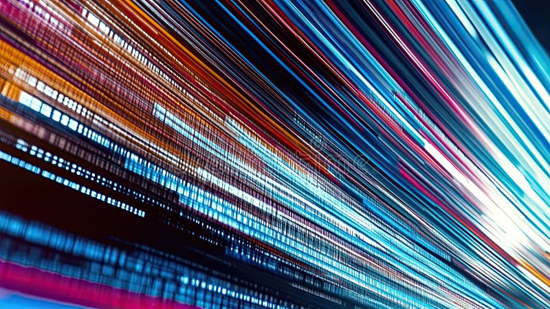 Dynamic Glitch Art Representation with Vibrant Horizontal Lines and ...