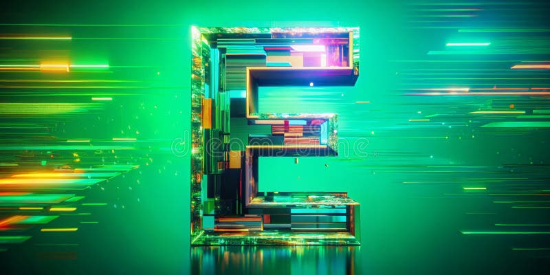 Dynamic Glitching Polygonal E Letter Animation Green Screen 4K Motion ...